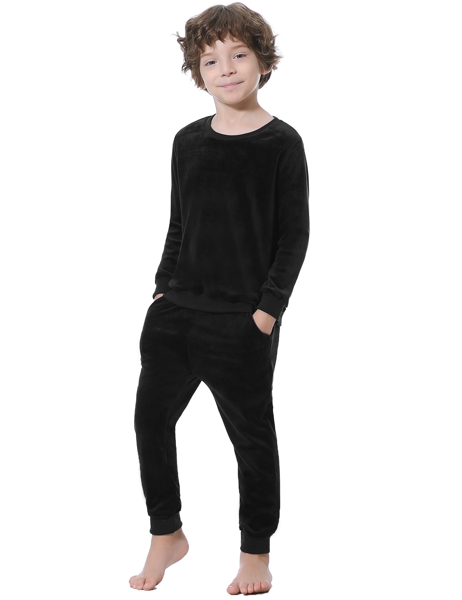 Uniexcosm Kids Long Sleeve Velvet Pajamas Sets for Girls Boys Velour ...