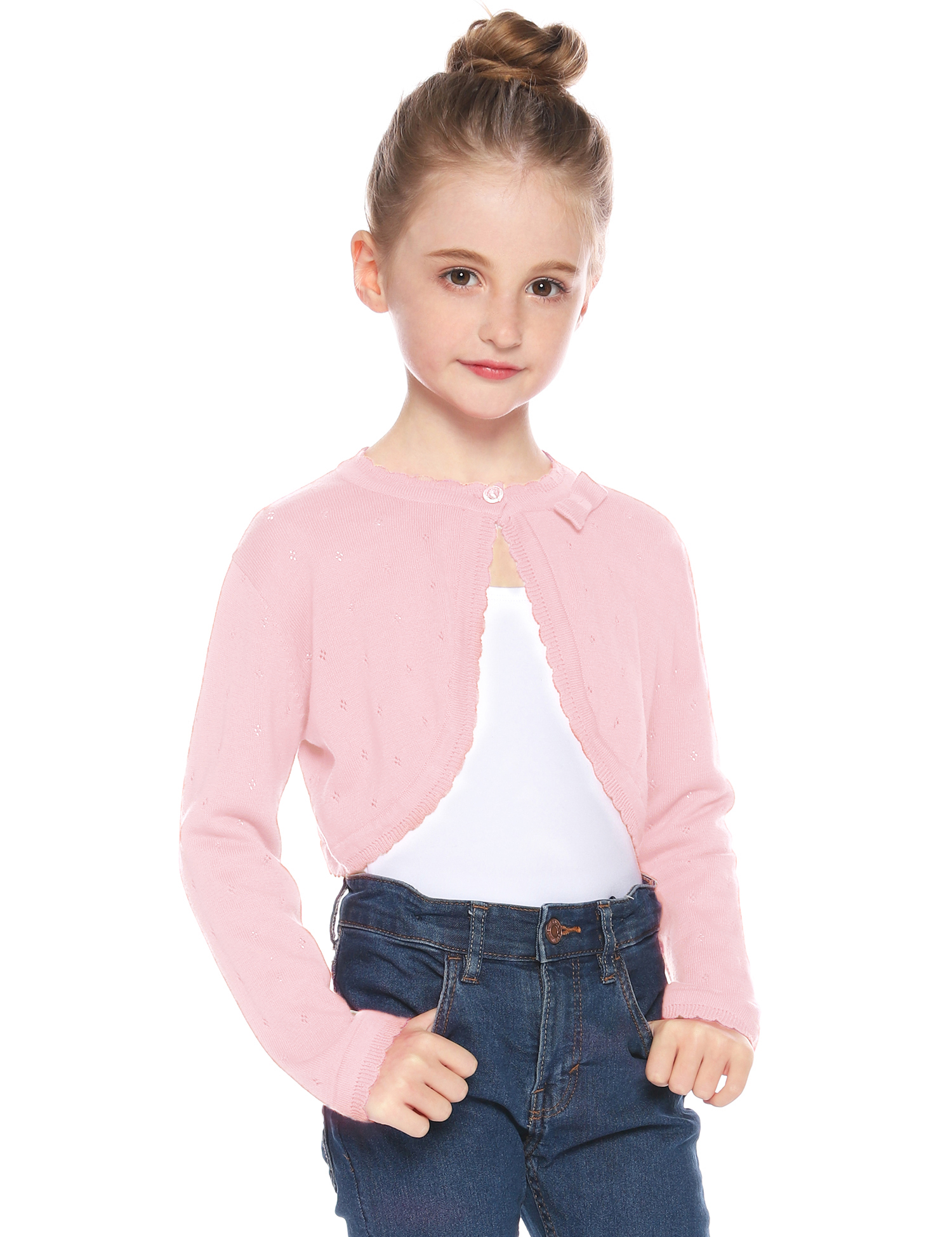 Uniexcosm Little Girls Sweaters Shrug Cardigan Knit Long Sleeve Wedding ...