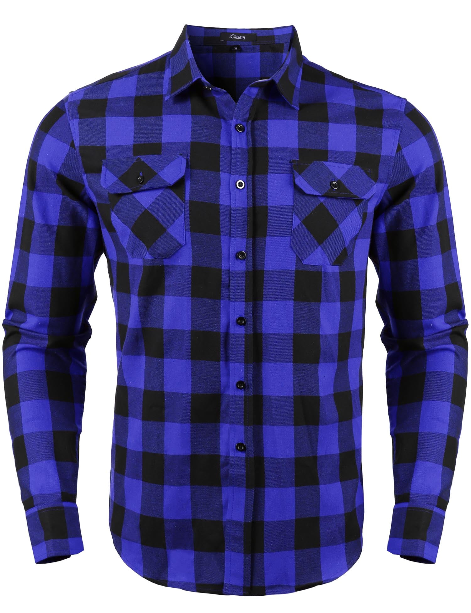 Uniexcosm Men's Plaid Flannel Shirts Button Down Regular Fit Long ...