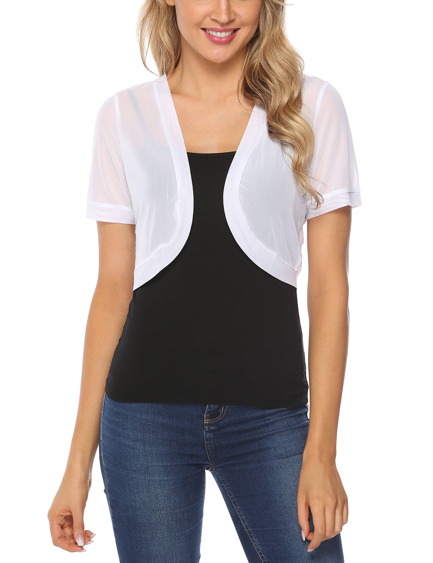 Uniexcosm Women's Bolero Shrugs for Women Summer Short Sleeve Cardigans ...