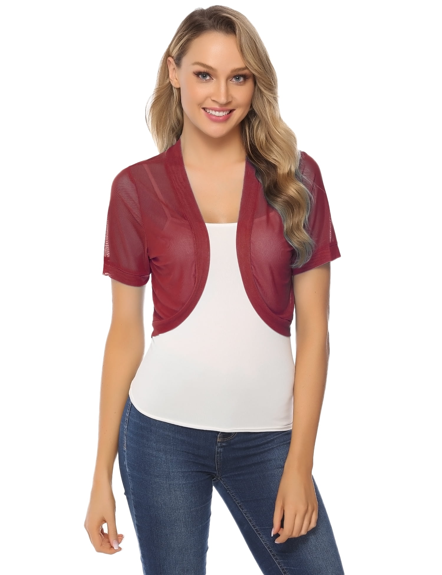 Uniexcosm Women's Bolero Shrugs for Women Summer Short Sleeve Cardigans ...