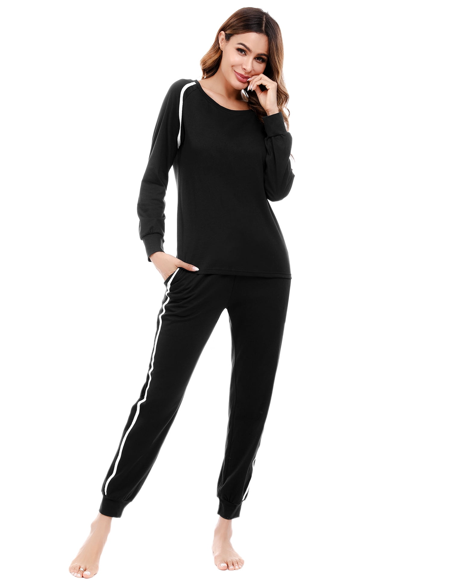 Uniexcosm Women's Loungewear Set Two Piece Fall Outfit Long Sleeve ...