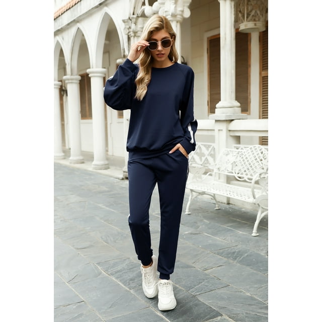 Uniexcosm Women's Loungewear Set Two Piece Fall Outfit Long Sleeve ...