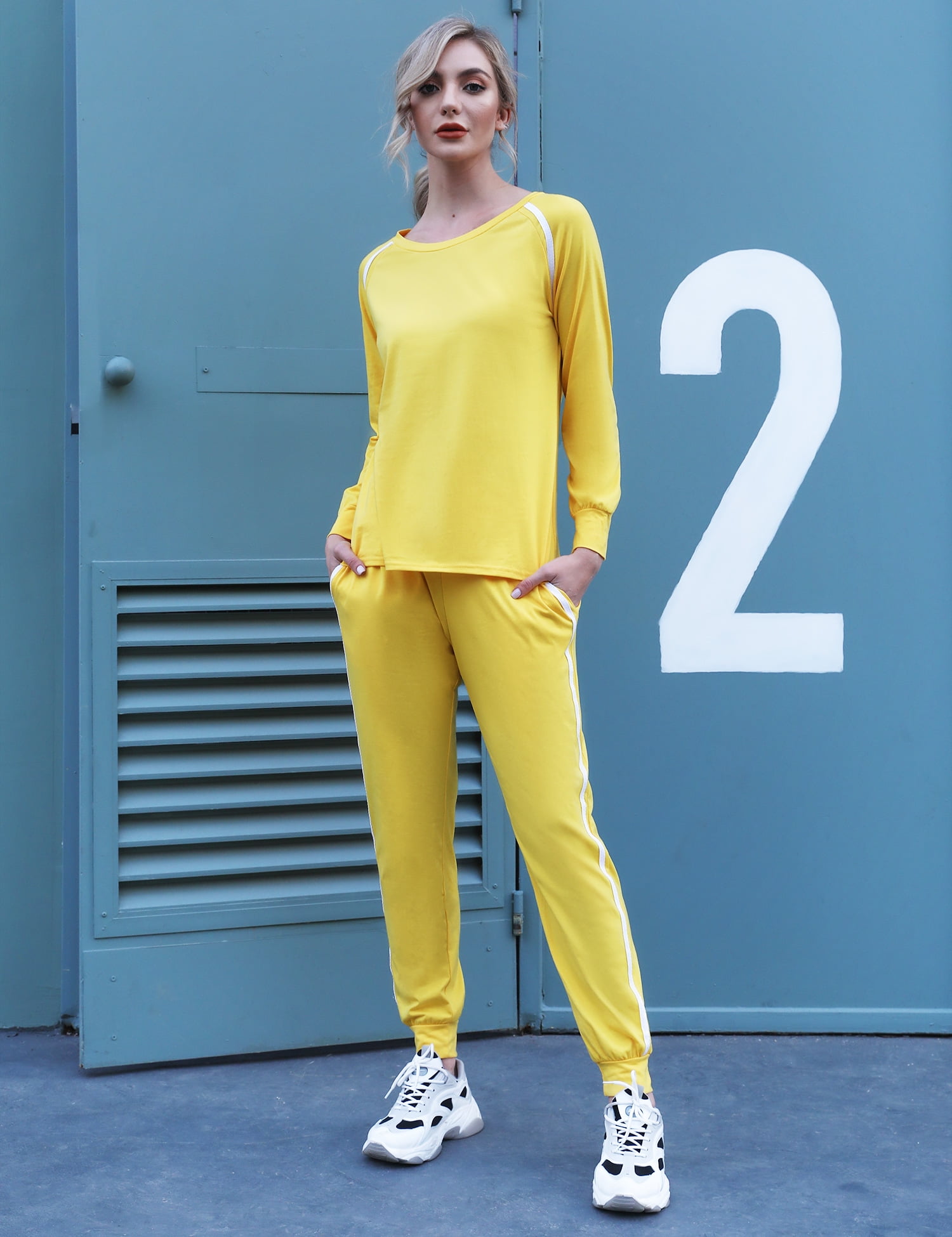 Uniexcosm Women's Loungewear Set Two Piece Fall Outfit Long Sleeve ...