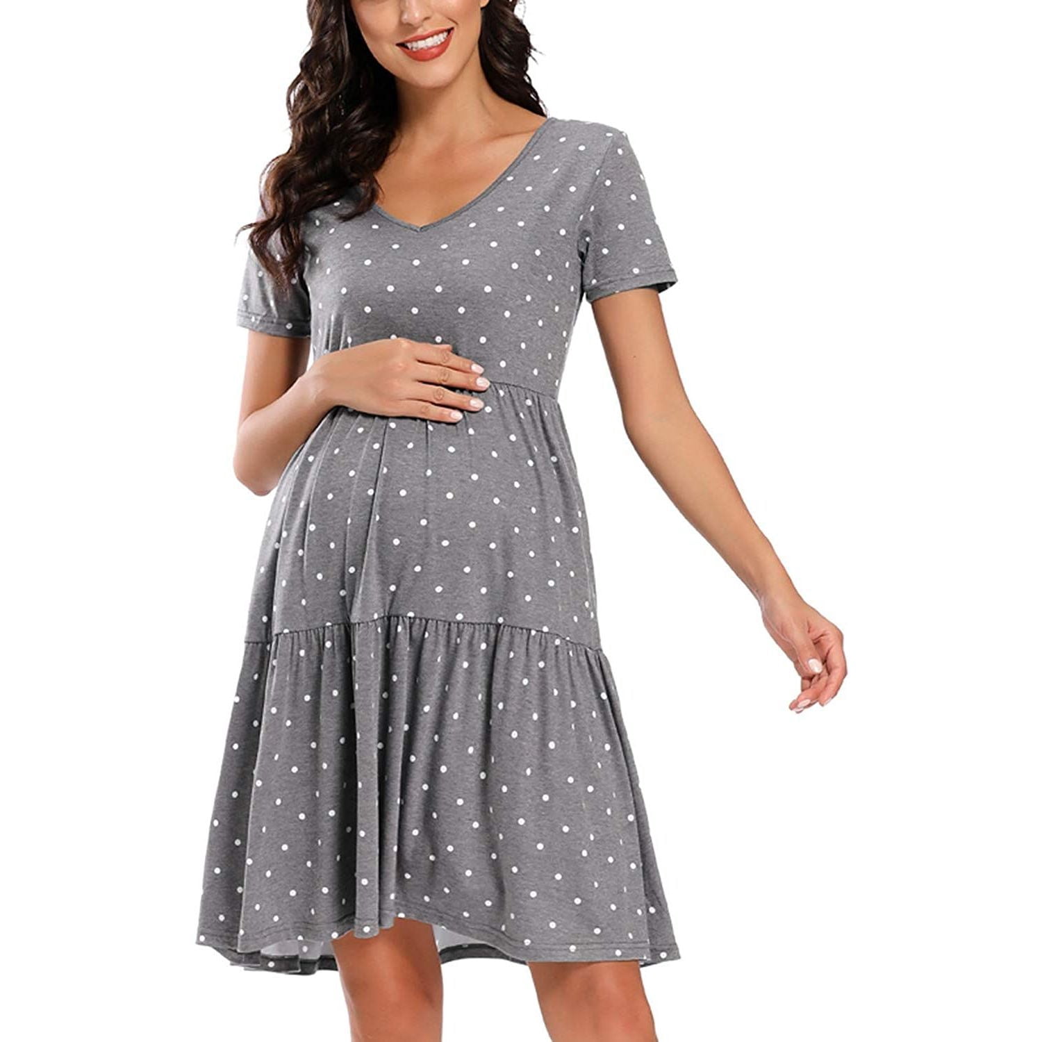Uniexcosm Women's Maternity Dress Short Sleeve Summer Casual Swing ...