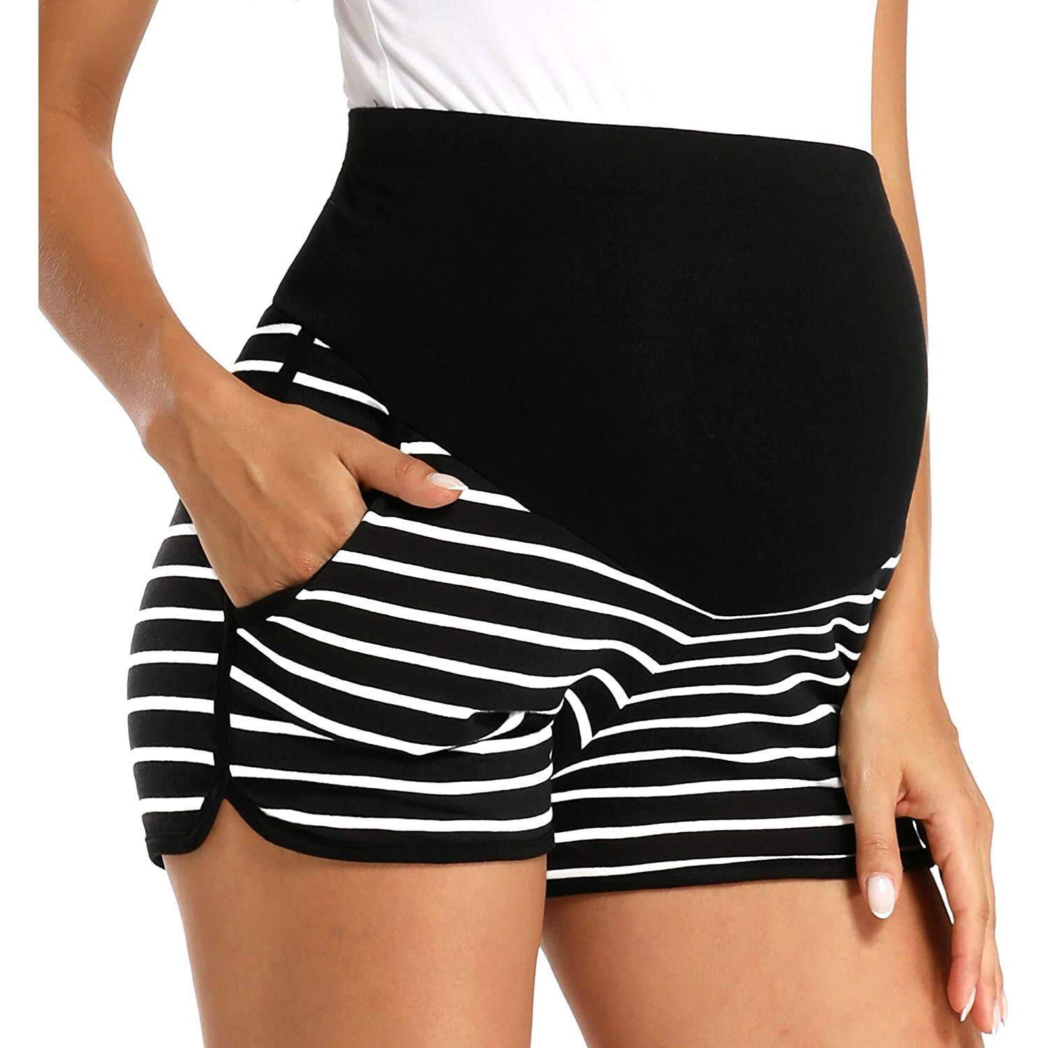 Uniexcosm Women's Maternity Shorts, Over Belly Pregnancy Lounge ...