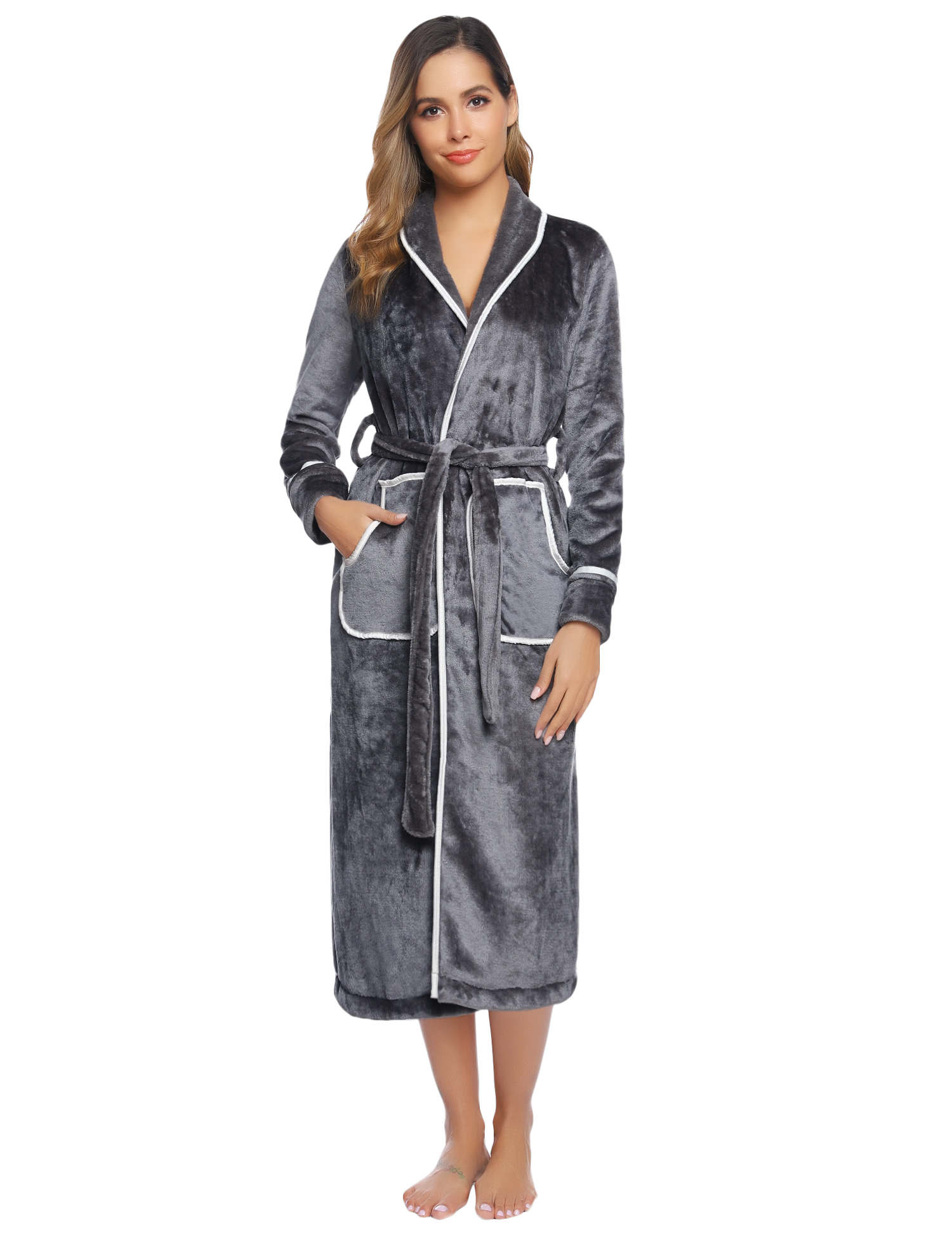 Uniexcosm Womens Bathrobe Fleece Robe Super Soft Plush Robe Velour ...