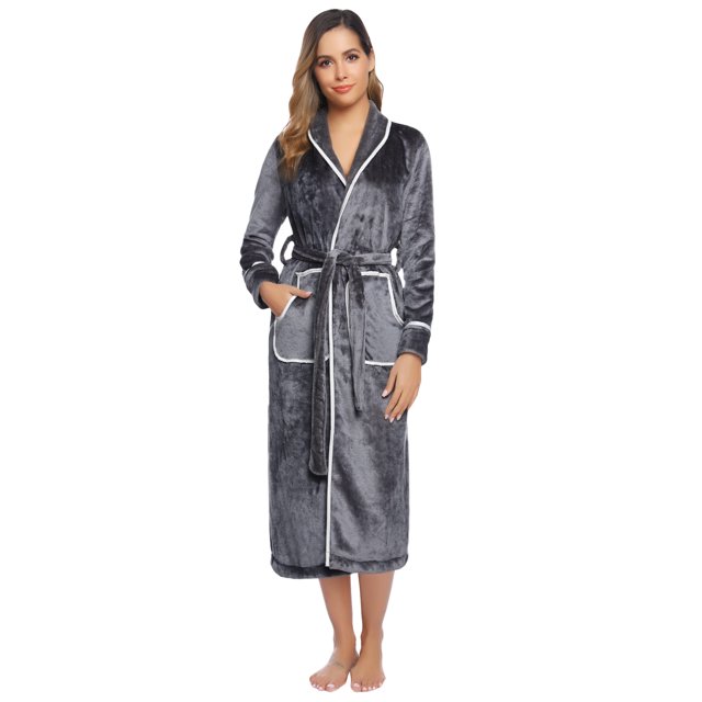 Uniexcosm Womens Bathrobe Fleece Robe Super Soft Plush Robe Velour ...