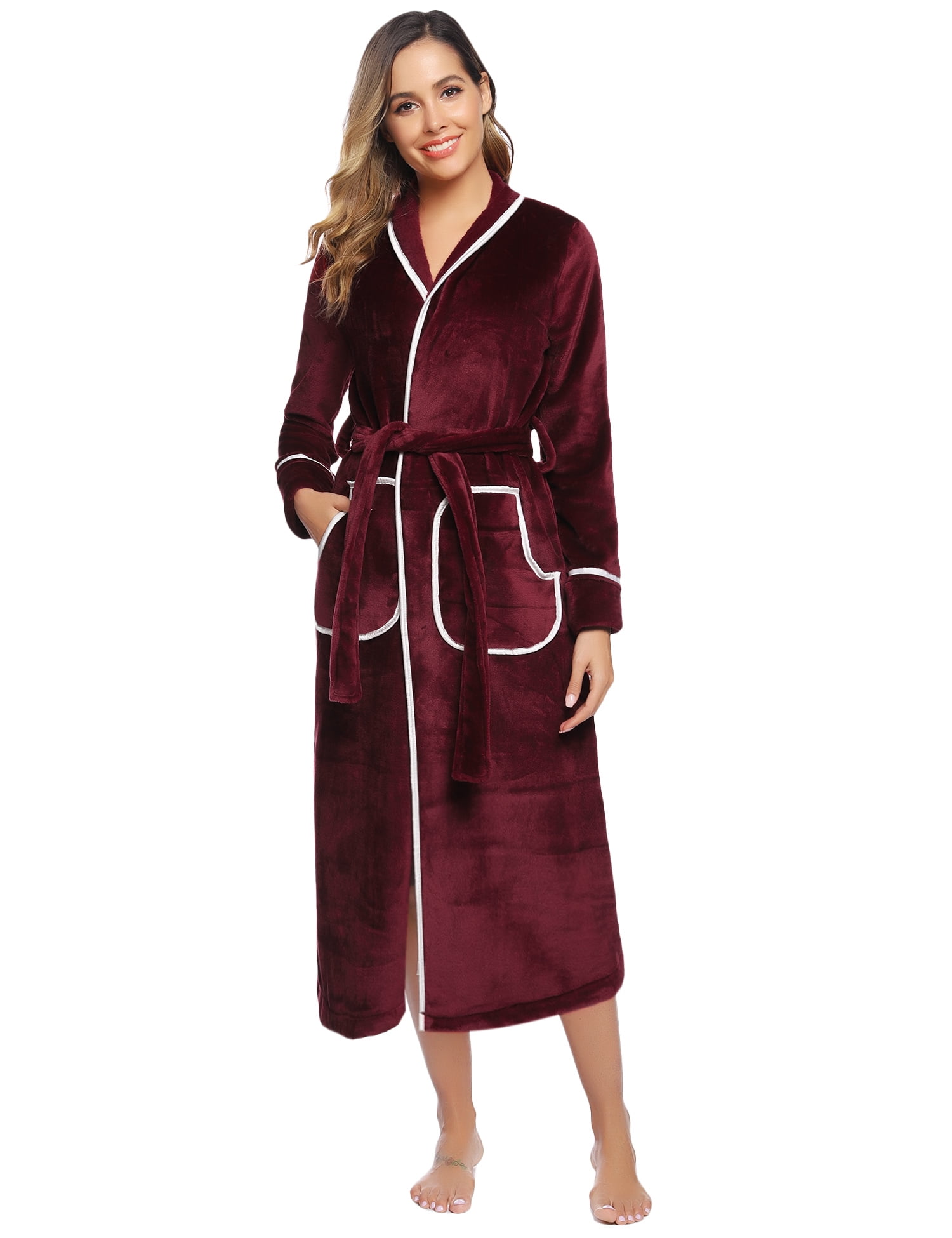 Uniexcosm Womens Bathrobe Fleece Robe Super Soft Plush Robe Velour ...