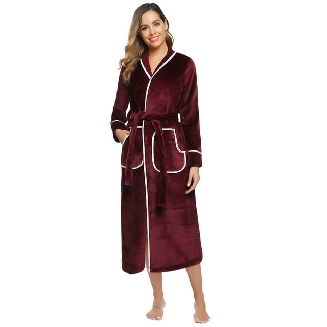Uniexcosm Womens Bathrobe Fleece Robe Super Soft Plush Robe Velour ...