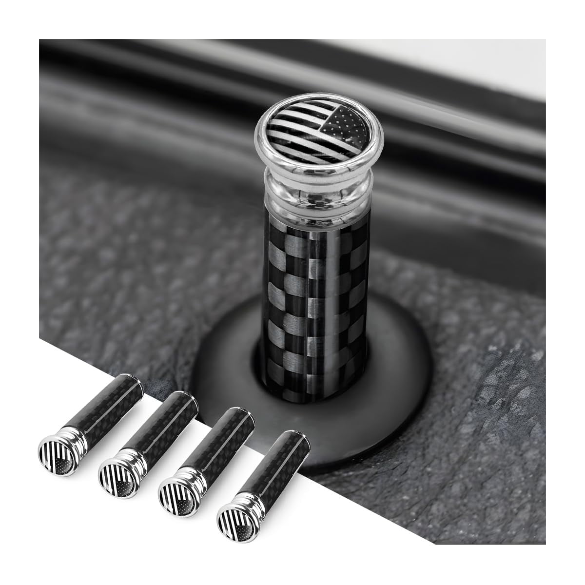 Unifizz 4PCS Car Door DHF10 Lock Knobs American Flag Carbon Fiber Door ...