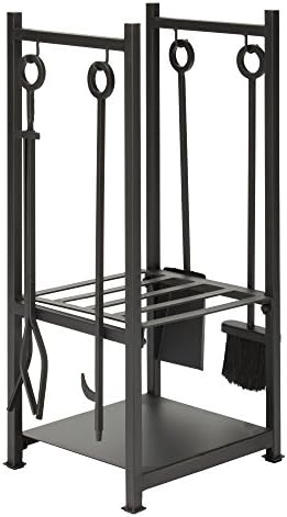 Uniflame Black Wrought Iron Firewood Log Rack with Tools - Walmart.com