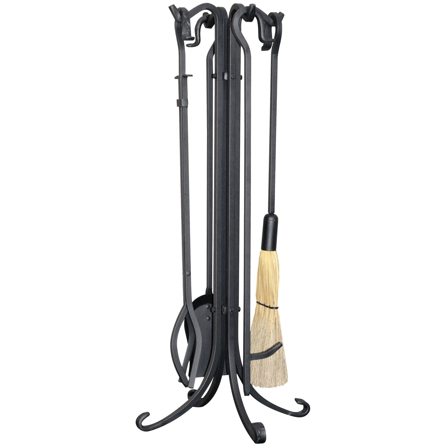 Uniflame F-1021 5 PC BLACK HEAVY WEIGHT FIRESET WITH CROOK HANDLES ...