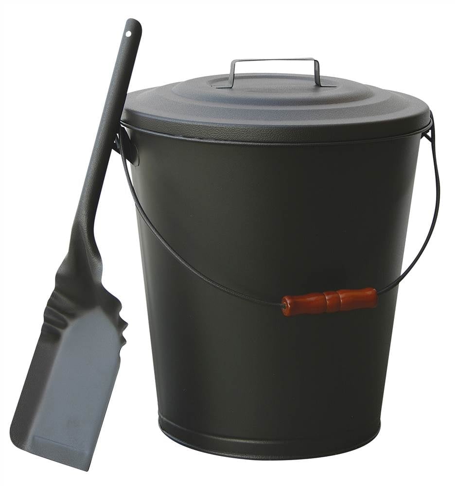 Uniflame C-1724B Olde World Iron Finish Ash Bin with Lid & Shovel ...