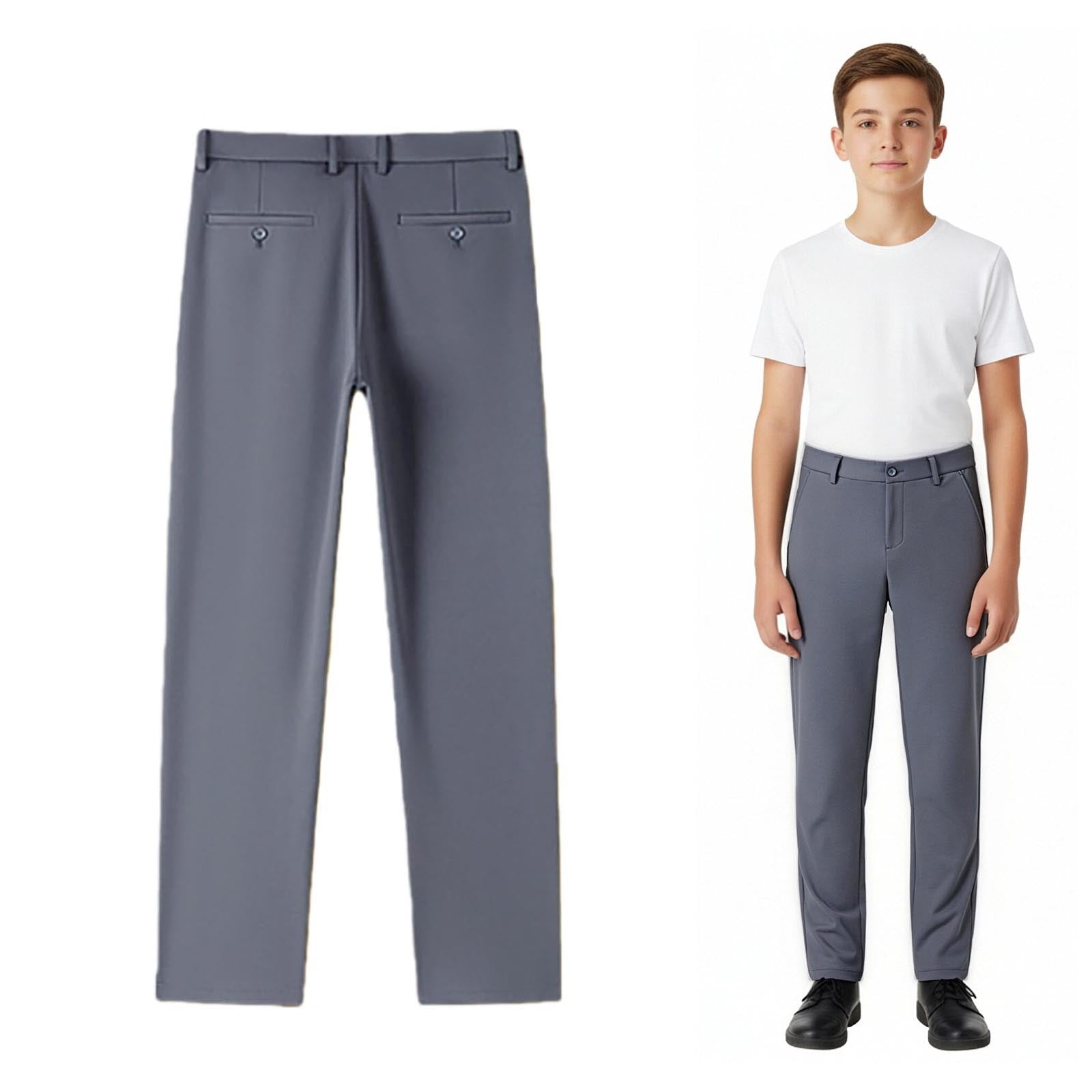 Uniform Pants Boys Dress Pants Elastic Waist Straight Pants with ...
