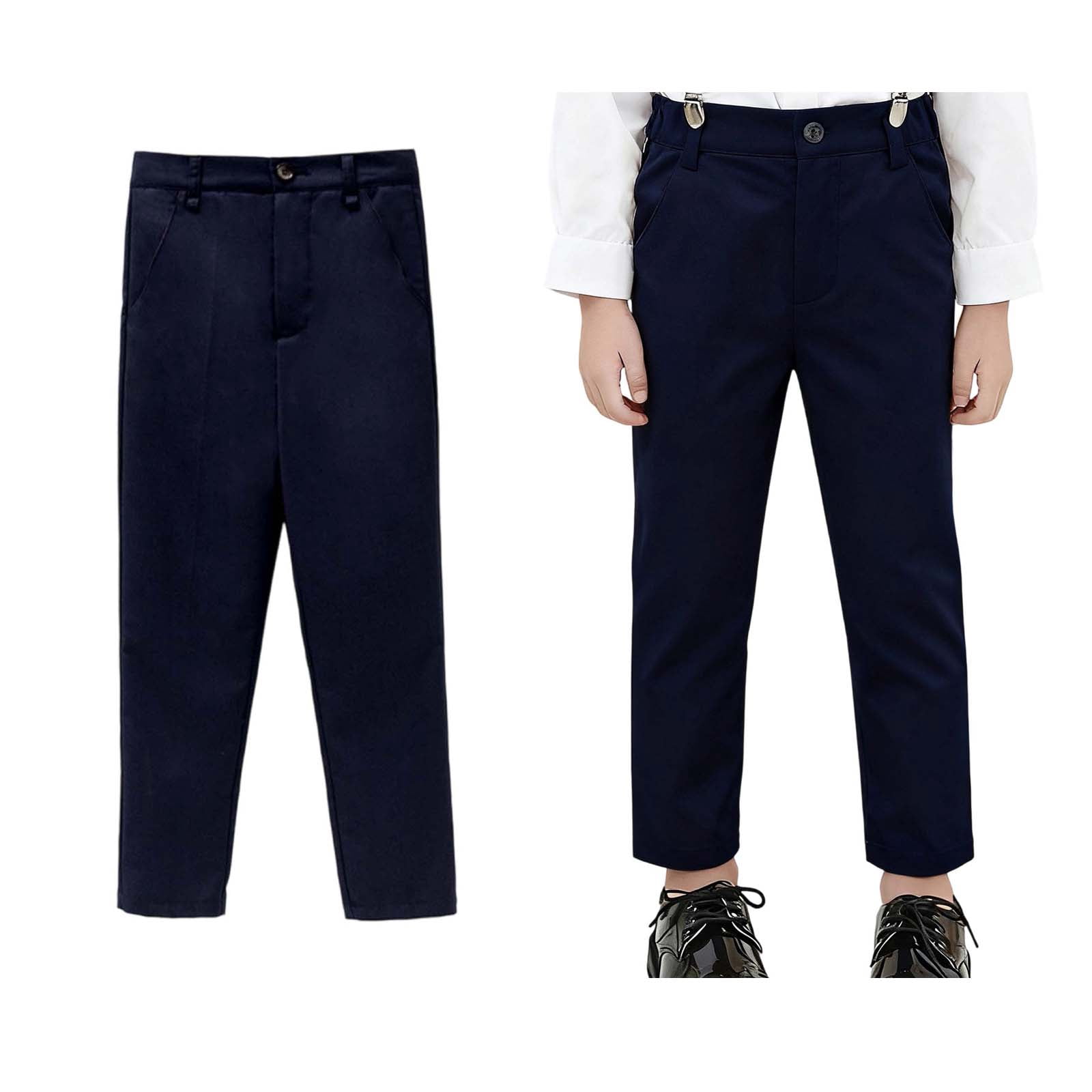Uniform Pants Girls Dress Pants Adjustable Waist Straight Pants with ...