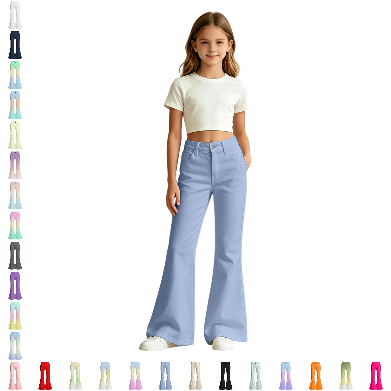 Uniform Pants Girls Flare Dress Pants with Pockets Back To School ...
