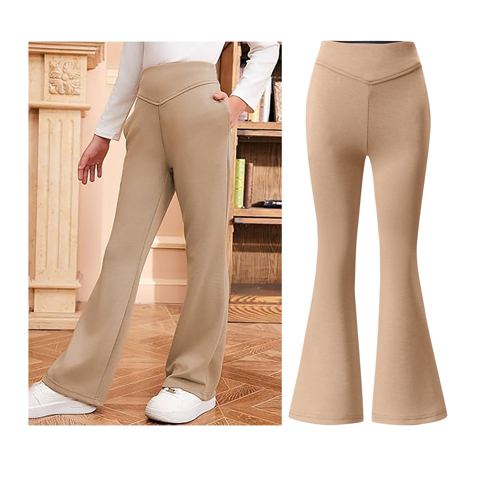 Uniform Pants for Girls Skinny Pants Kids Dress Pants with Pockets ...
