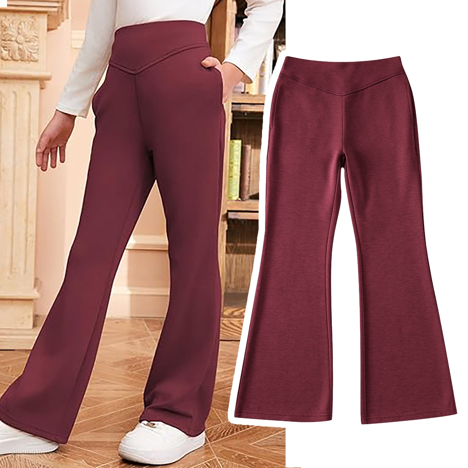 Uniform Pants for Girls Skinny Pants Kids Dress Pants with Pockets ...