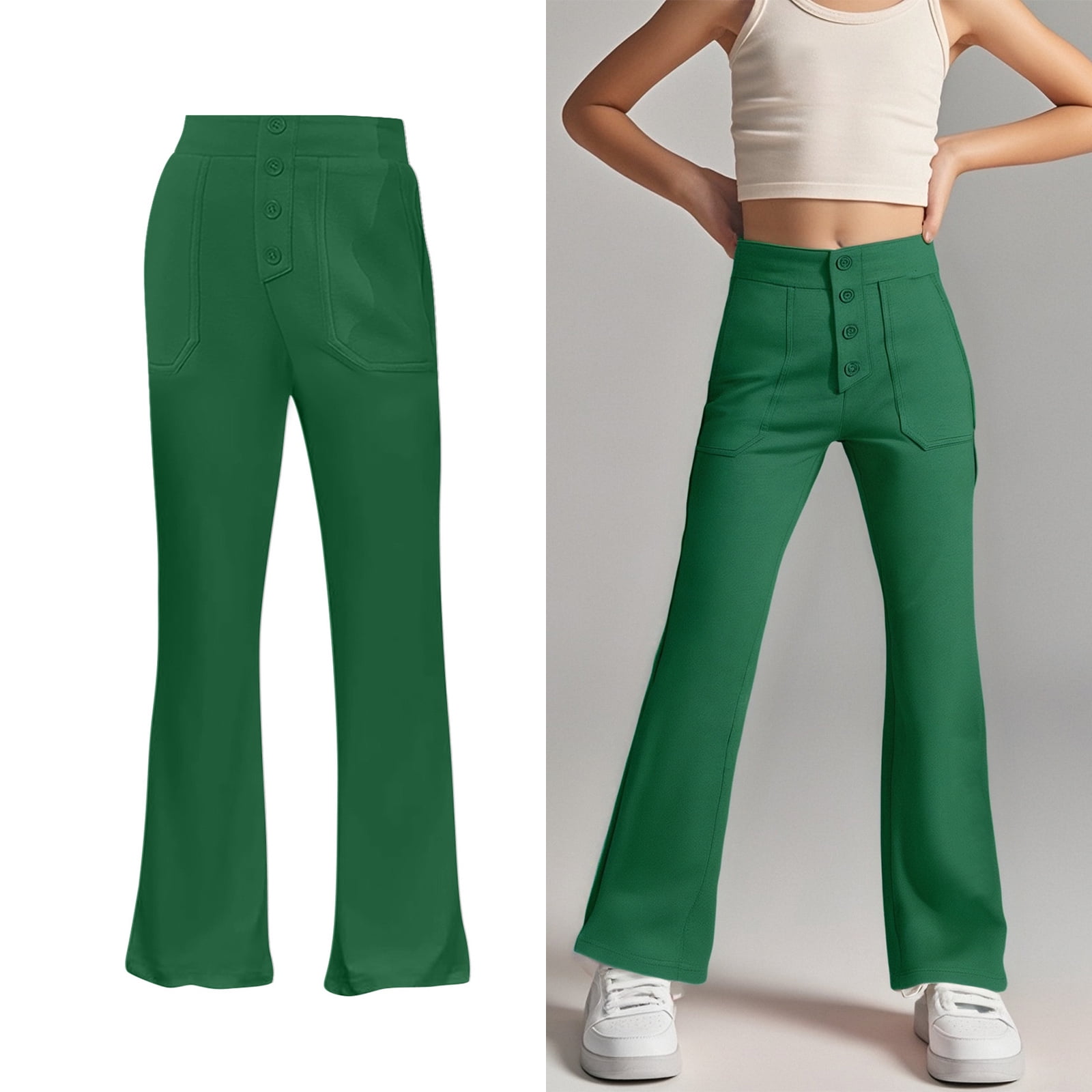Uniform Pants for Girls Skinny Pants Kids Dress Pants with Pockets ...