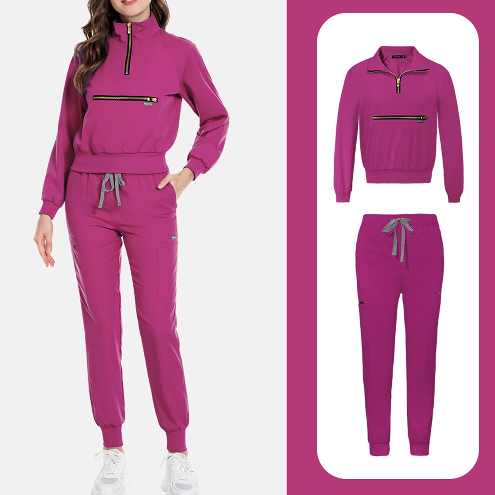Uniformes Medicos Hombre,Scrub for Women Set-Long Sleeve Scrub Top with ...