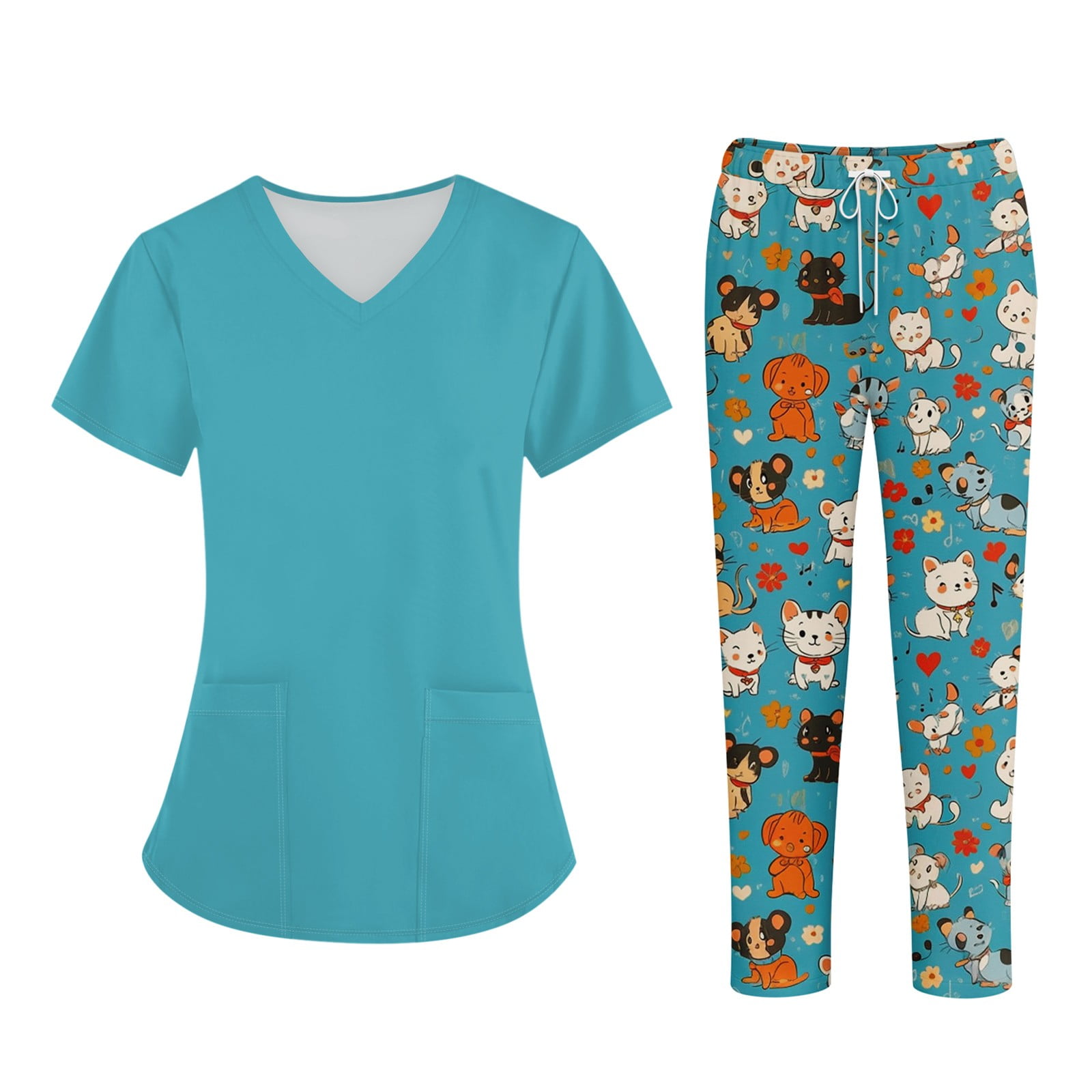 Uniformes Medicos Hombre,Scrubs For Women Set Short Sleeve Animal ...