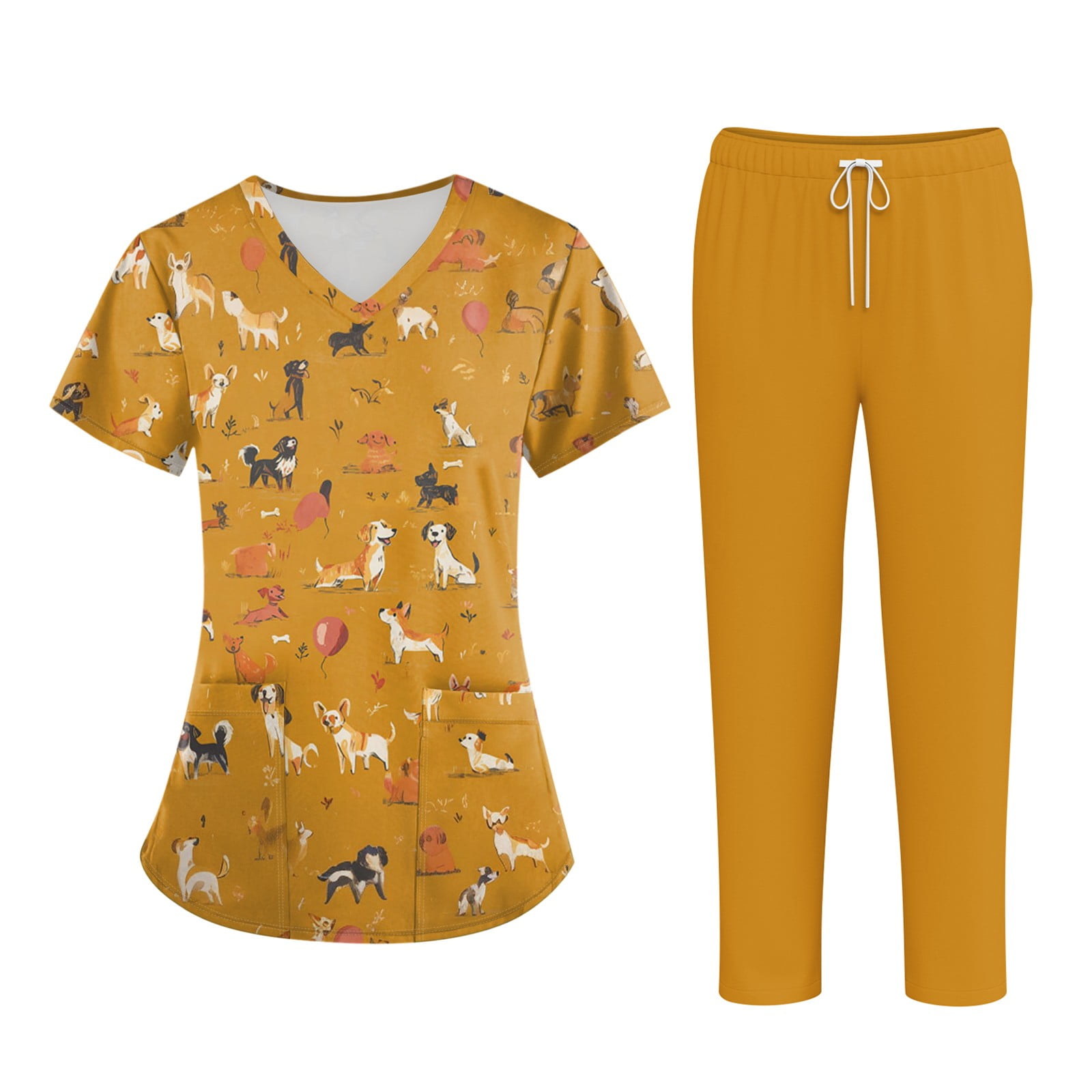 Uniformes Medicos Hombre,Women'S Scrub Set Short Sleeve Animal Flower ...