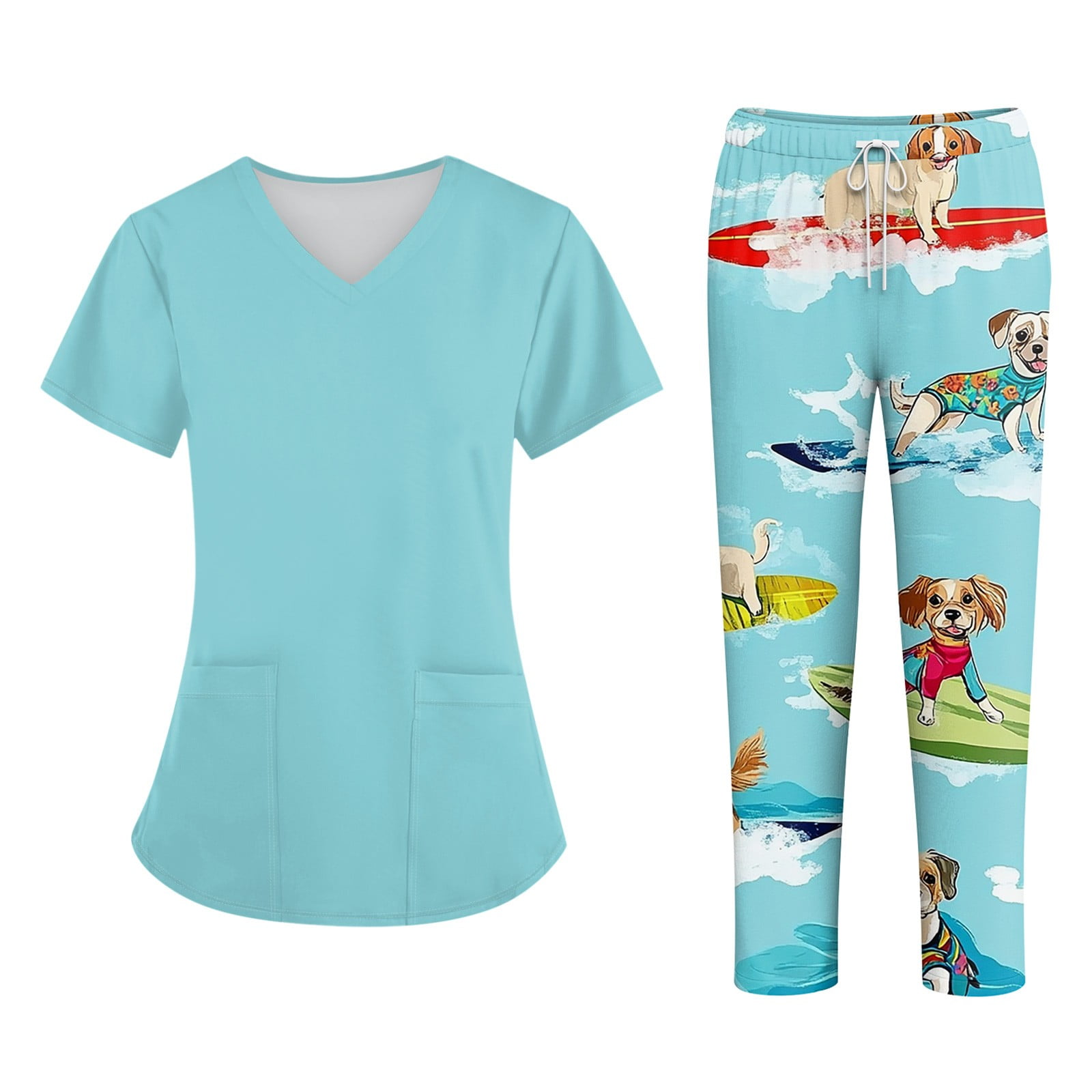Uniformes Medicos,Scrubs For Women Set Short Sleeve Animal Flower ...