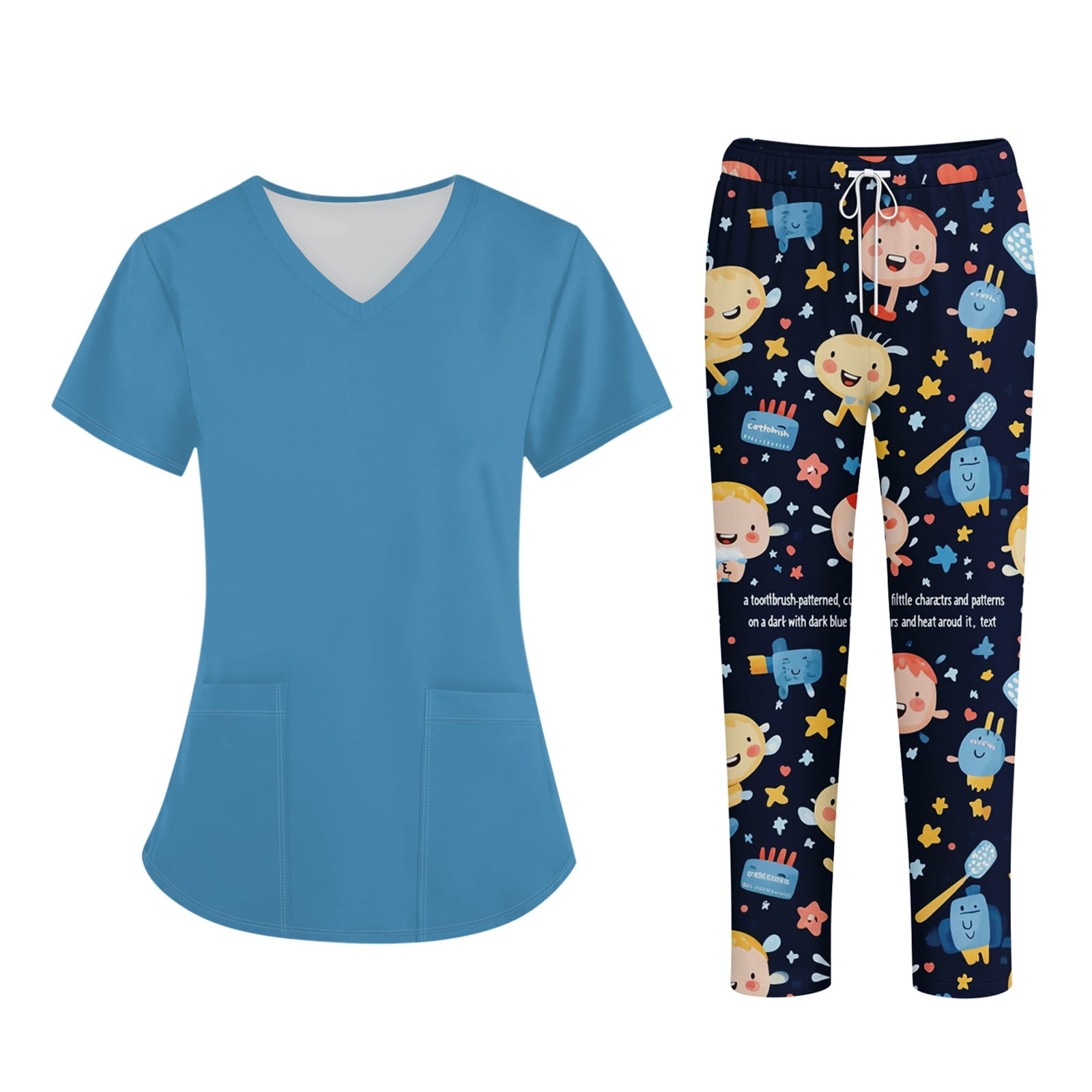 Uniforms For Women,Scrubs For Women Set Short Sleeve Animal Flower ...