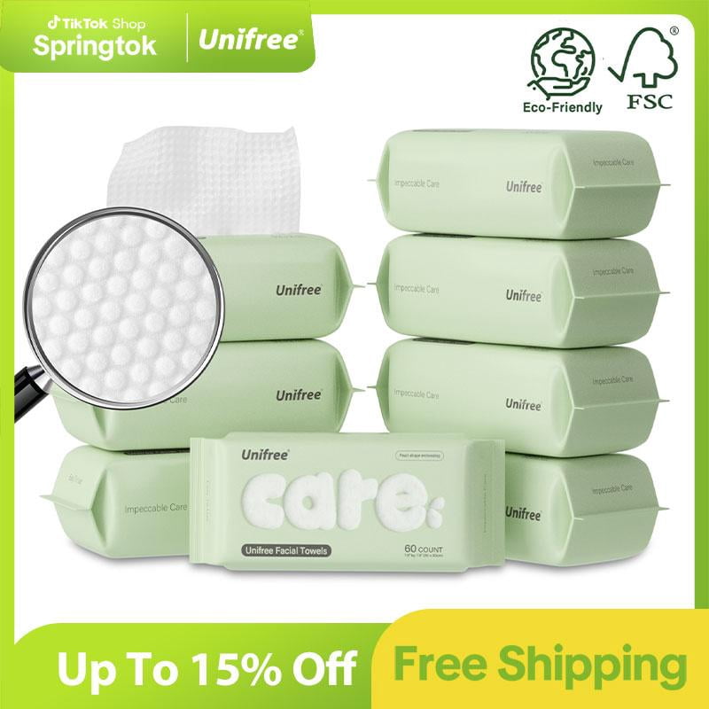 Unifree 100% Biodegradable Face Towels - 7.9"x7.9" Ultra Soft Plant ...