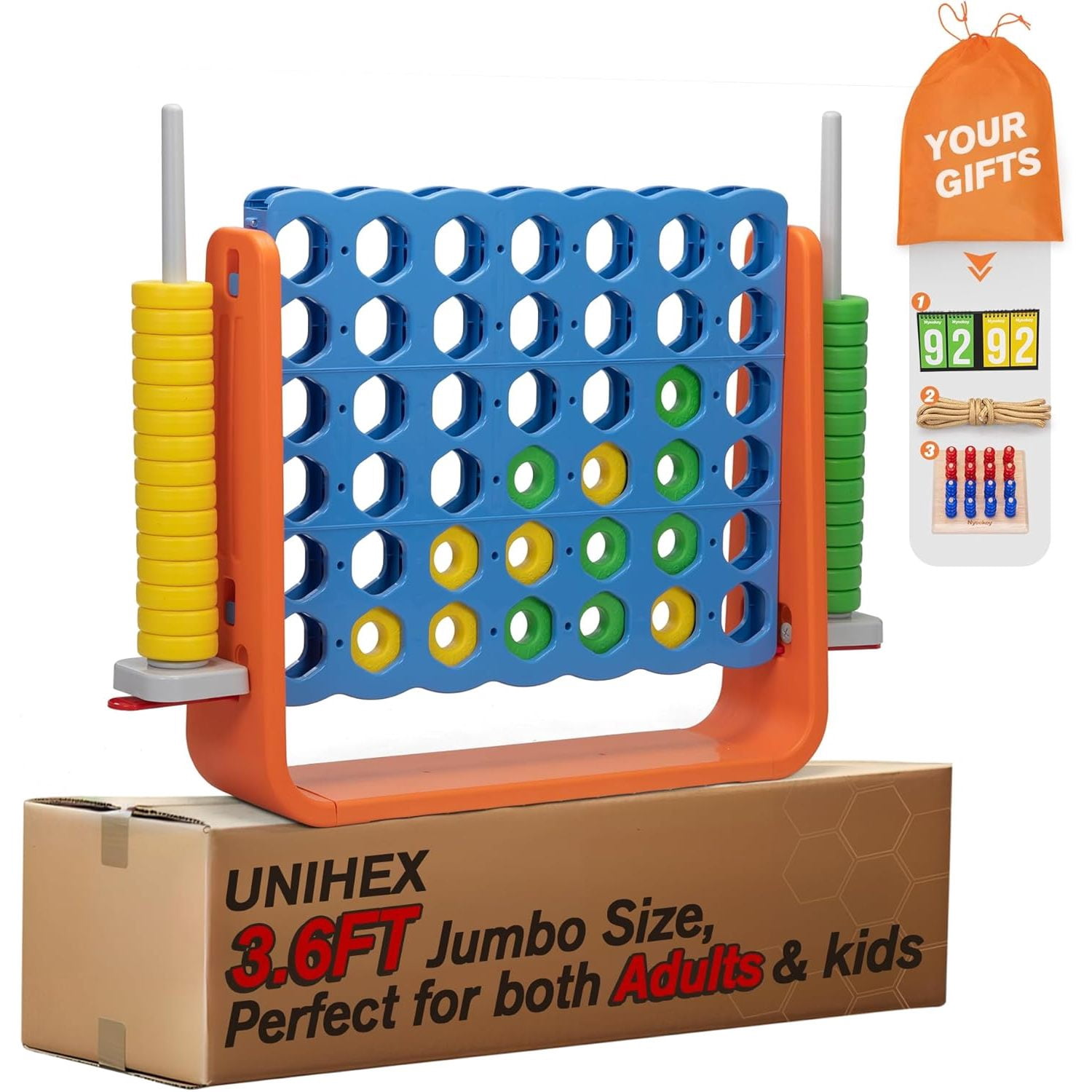Unihex 3.6FT Tall Oversized Jumbo 4-to-Score Giant Game Set for Kids ...
