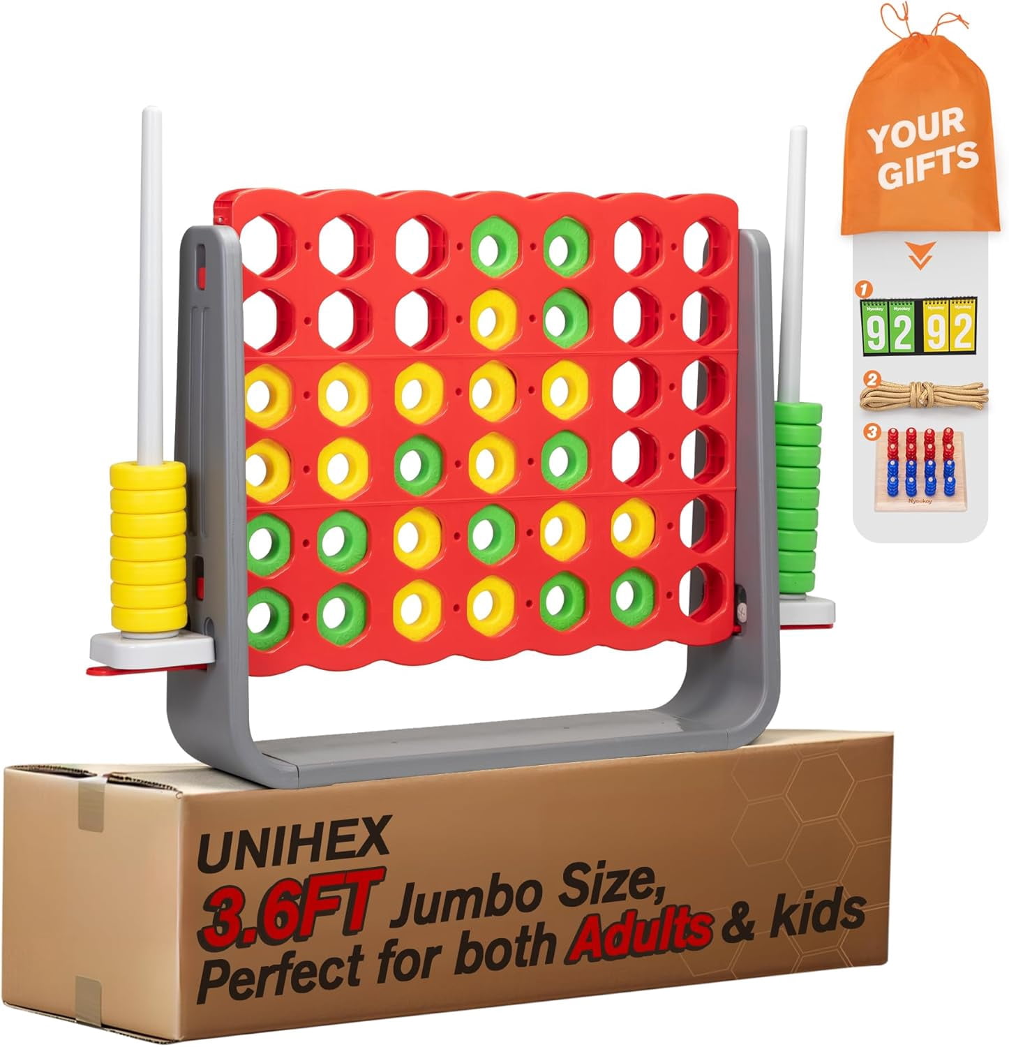 Unihex 3.6FT Tall Oversized Jumbo 4-to-Score Giant Game Set for Kids ...
