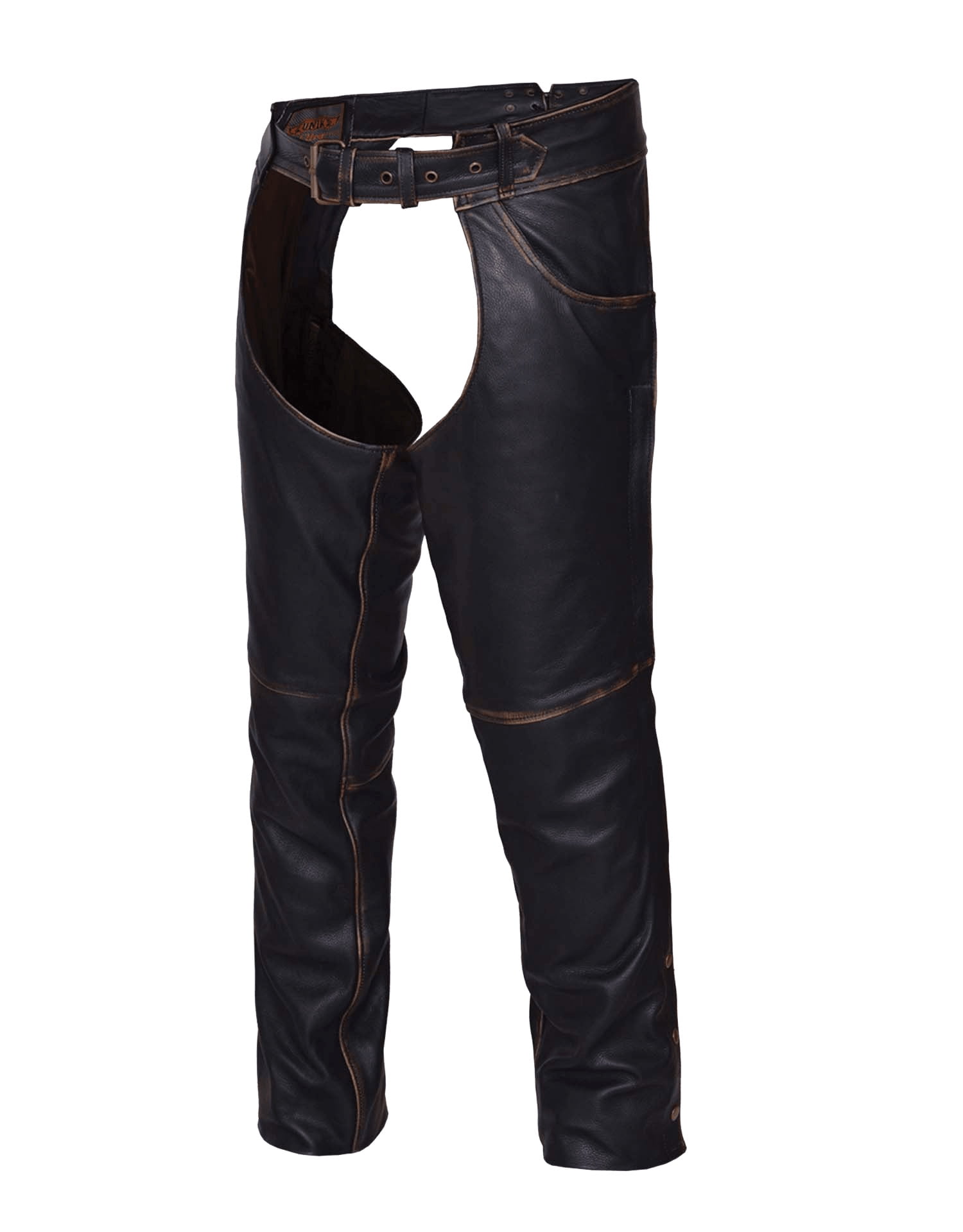 Unik International Mens Brown Jean Pocket Leather Chaps - Walmart.com