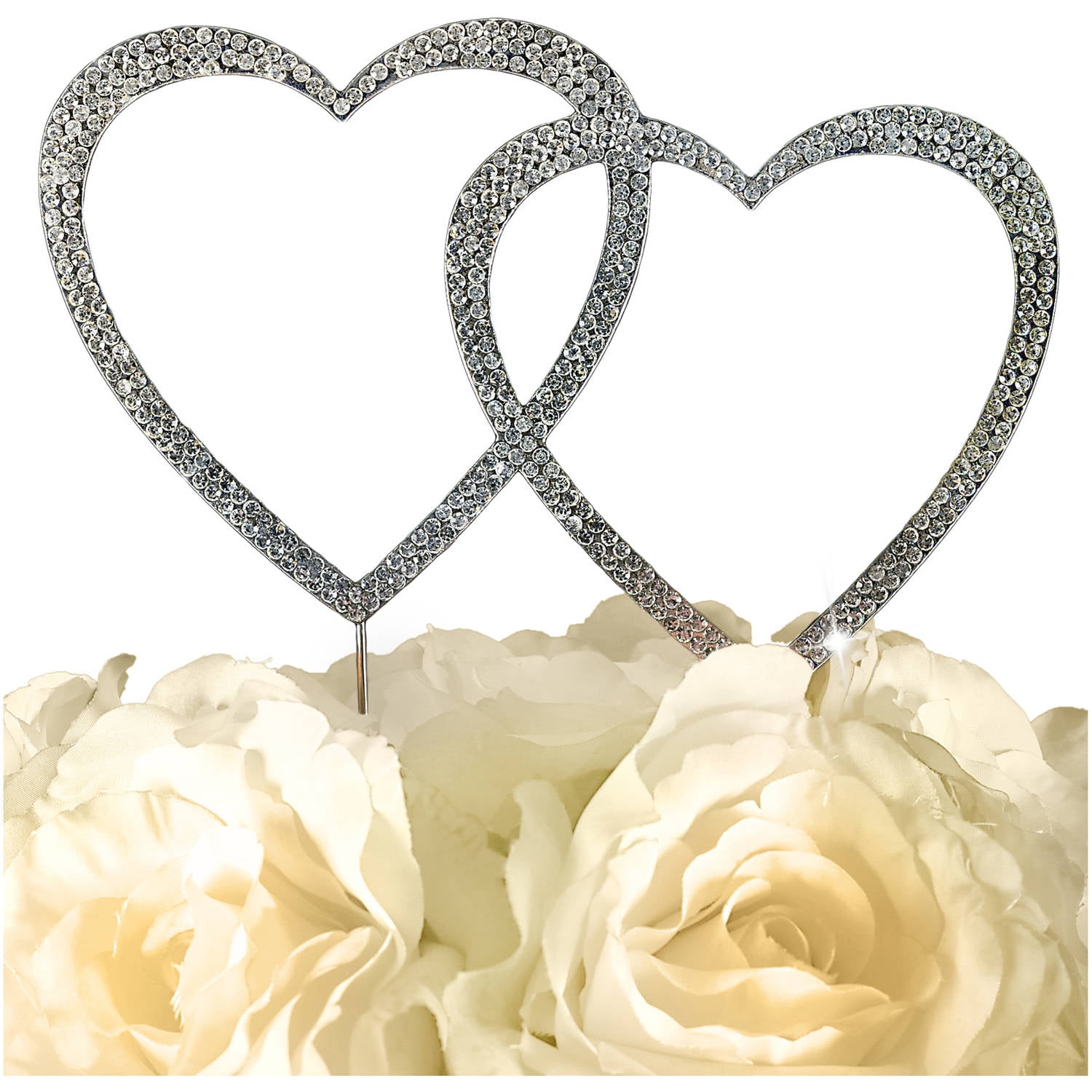 Unik Occasions Sparkling Collection Double Heart Cake Topper - Walmart.com