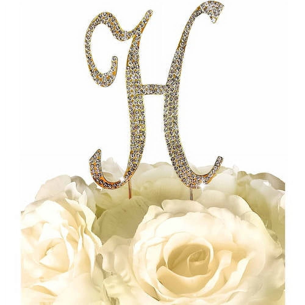 Unik Occasions Sparkling Collection Monogram Cake Topper, Gold ...