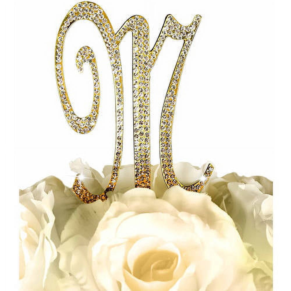 Unik Occasions Sparkling Collection Monogram Cake Topper, Gold ...