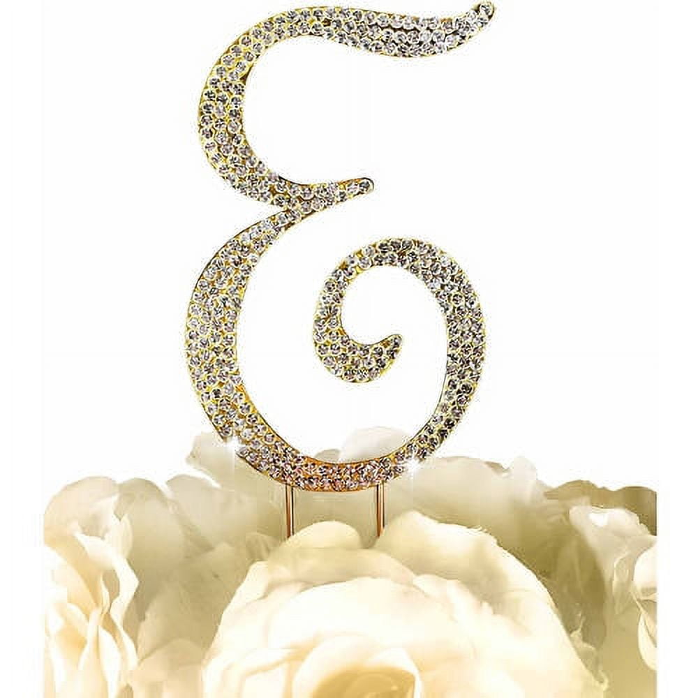 Unik Occasions Sparkling Collection Monogram Cake Topper, Gold ...