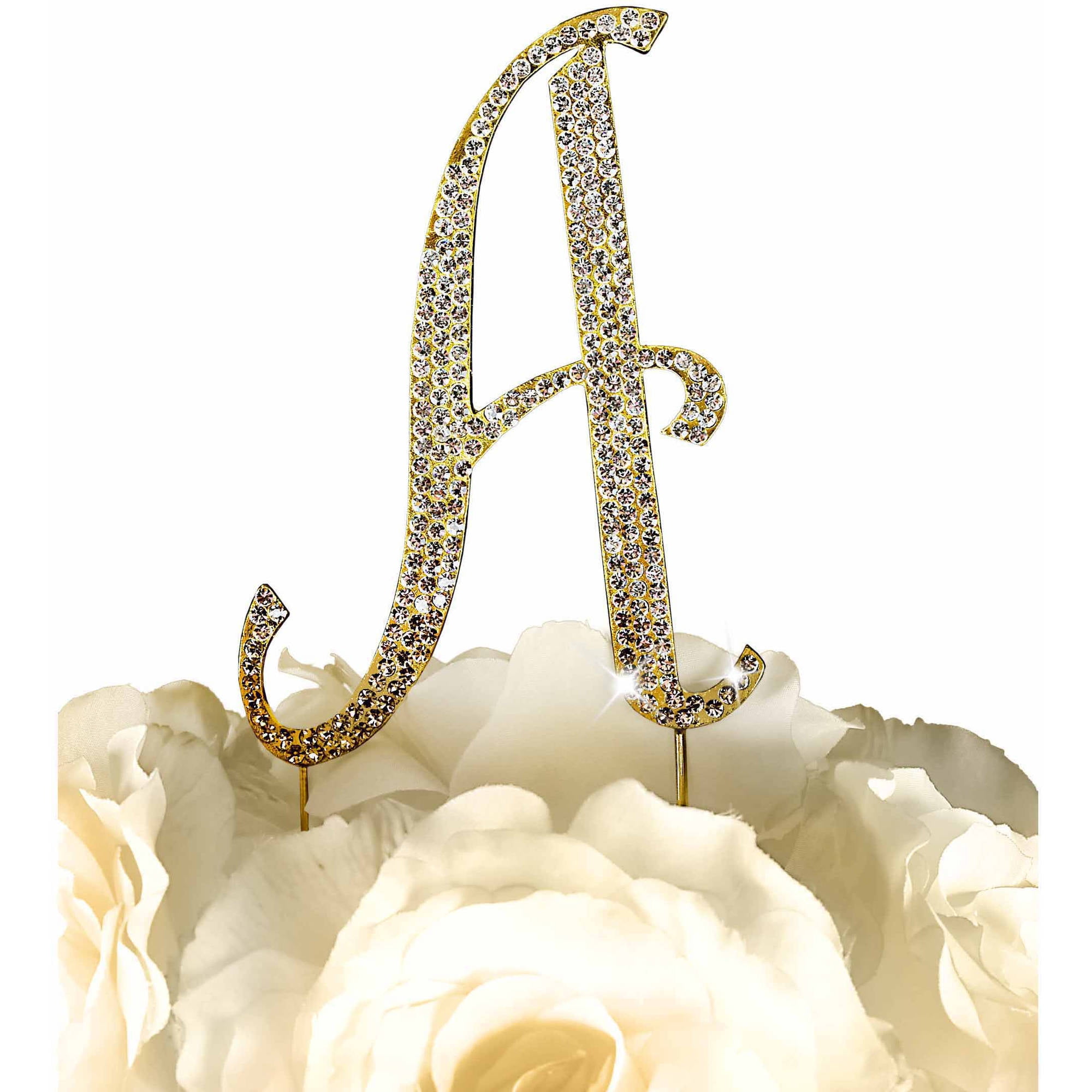 Unik Occasions Sparkling Collection Monogram Cake Topper, Gold ...