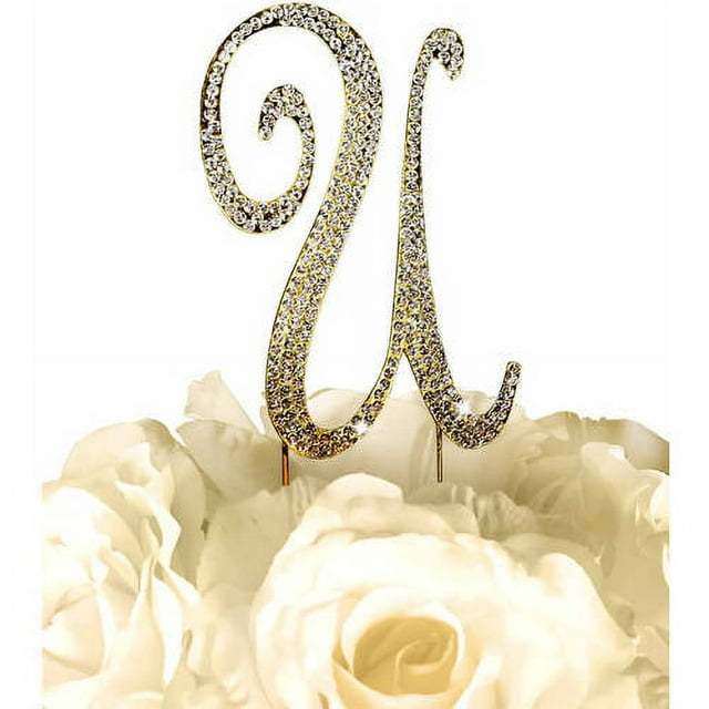 Unik Occasions Sparkling Collection Monogram Cake Topper, Gold ...