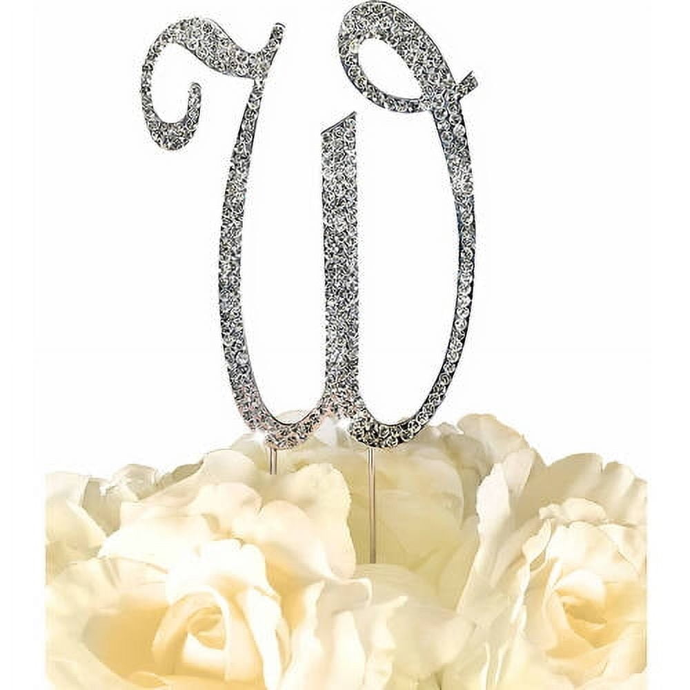 Unik Occasions Sparkling Collection Monogram Cake Topper, Silver ...