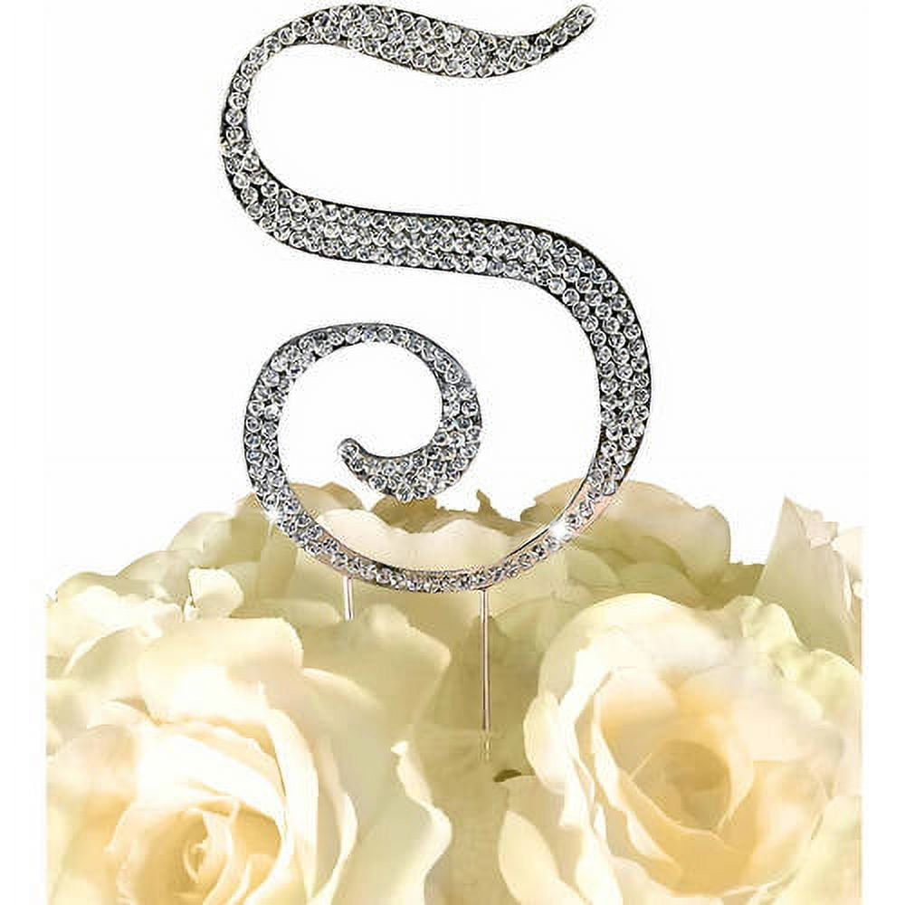 Unik Occasions Sparkling Collection Monogram Cake Topper, Silver ...