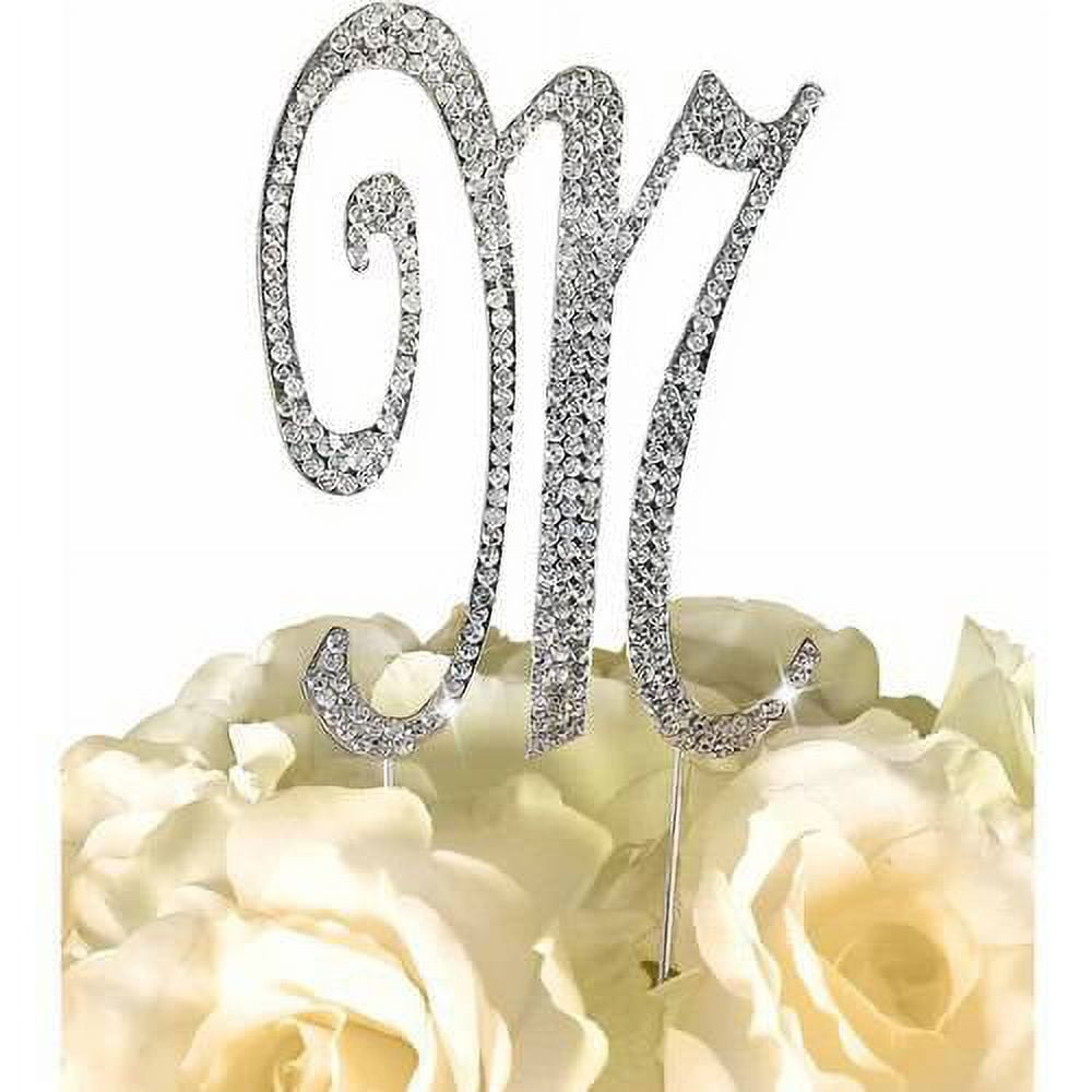 Unik Occasions Sparkling Collection Monogram Cake Topper, Silver ...