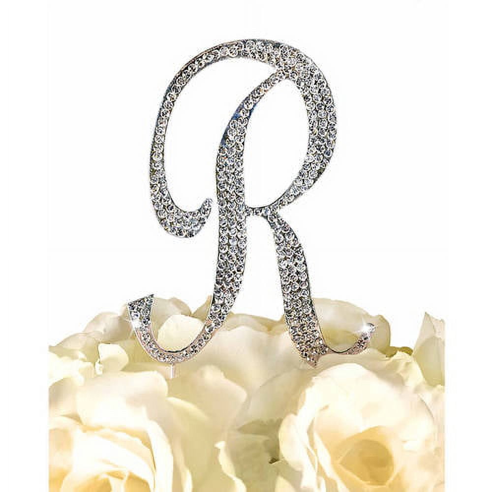 Unik Occasions Sparkling Collection Monogram Cake Topper, Silver ...