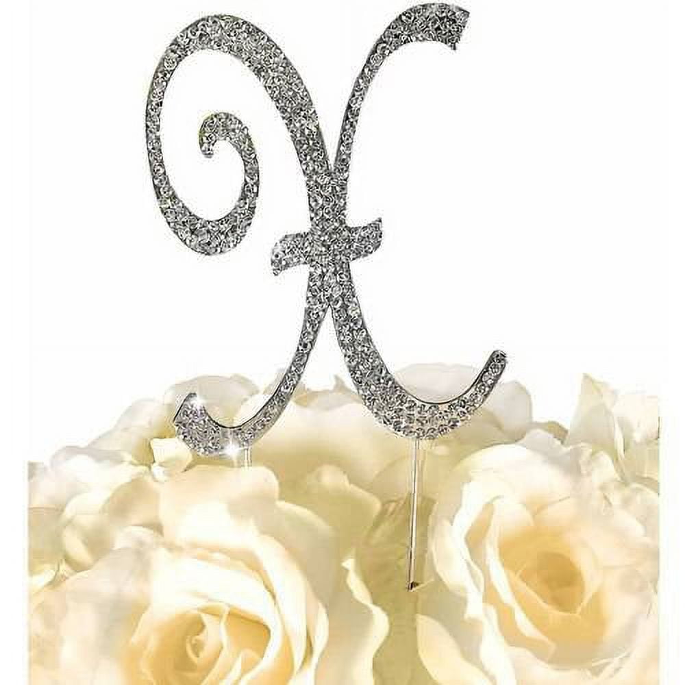 Unik Occasions Sparkling Collection Monogram Cake Topper, Silver ...