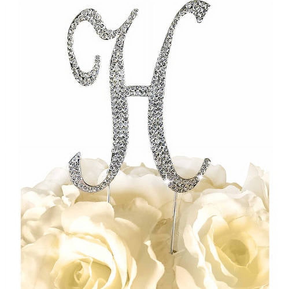 Unik Occasions Sparkling Collection Monogram Cake Topper, Silver ...
