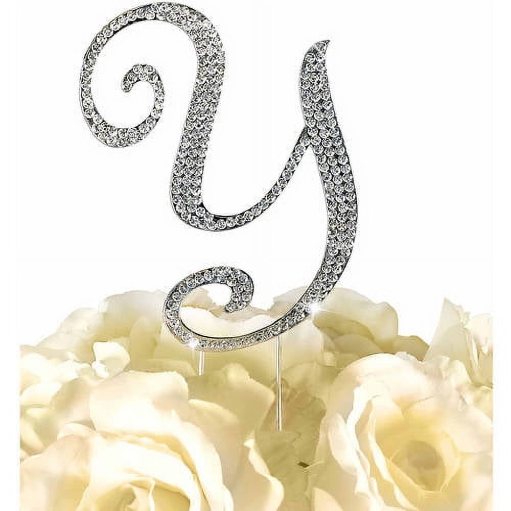 Unik Occasions Sparkling Collection Monogram Cake Topper, Silver ...