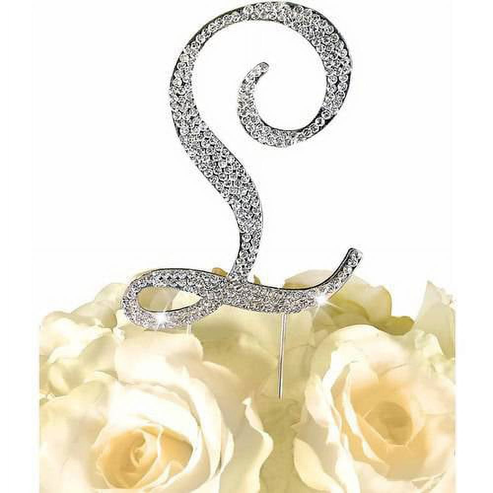 Unik Occasions Sparkling Collection Monogram Cake Topper, Silver ...