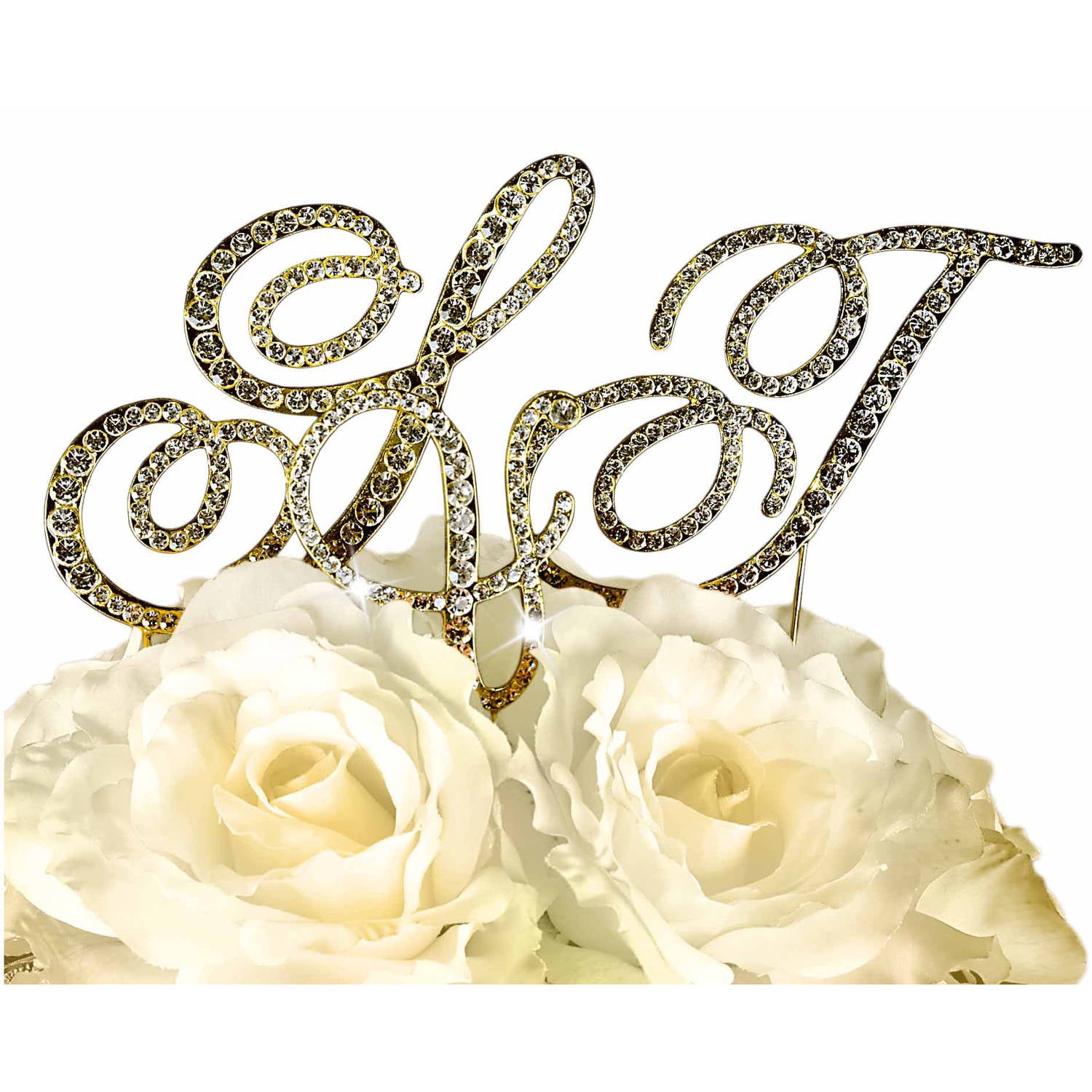 Unik Occasions Victorian Rhinestone Wedding Cake Topper, Gold - Walmart.com