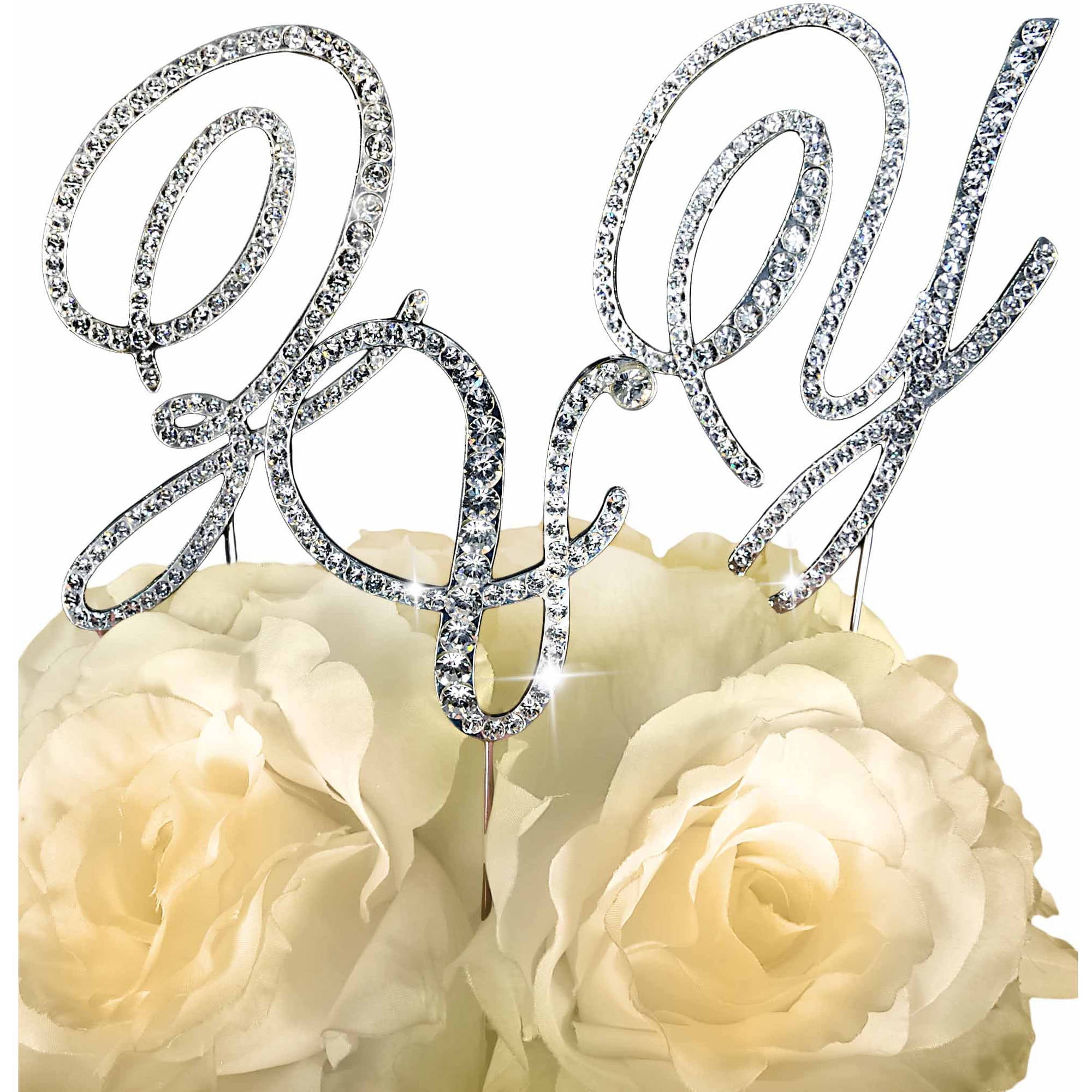 Unik Occasions Victorian Rhinestone Wedding Cake Topper, Silver ...