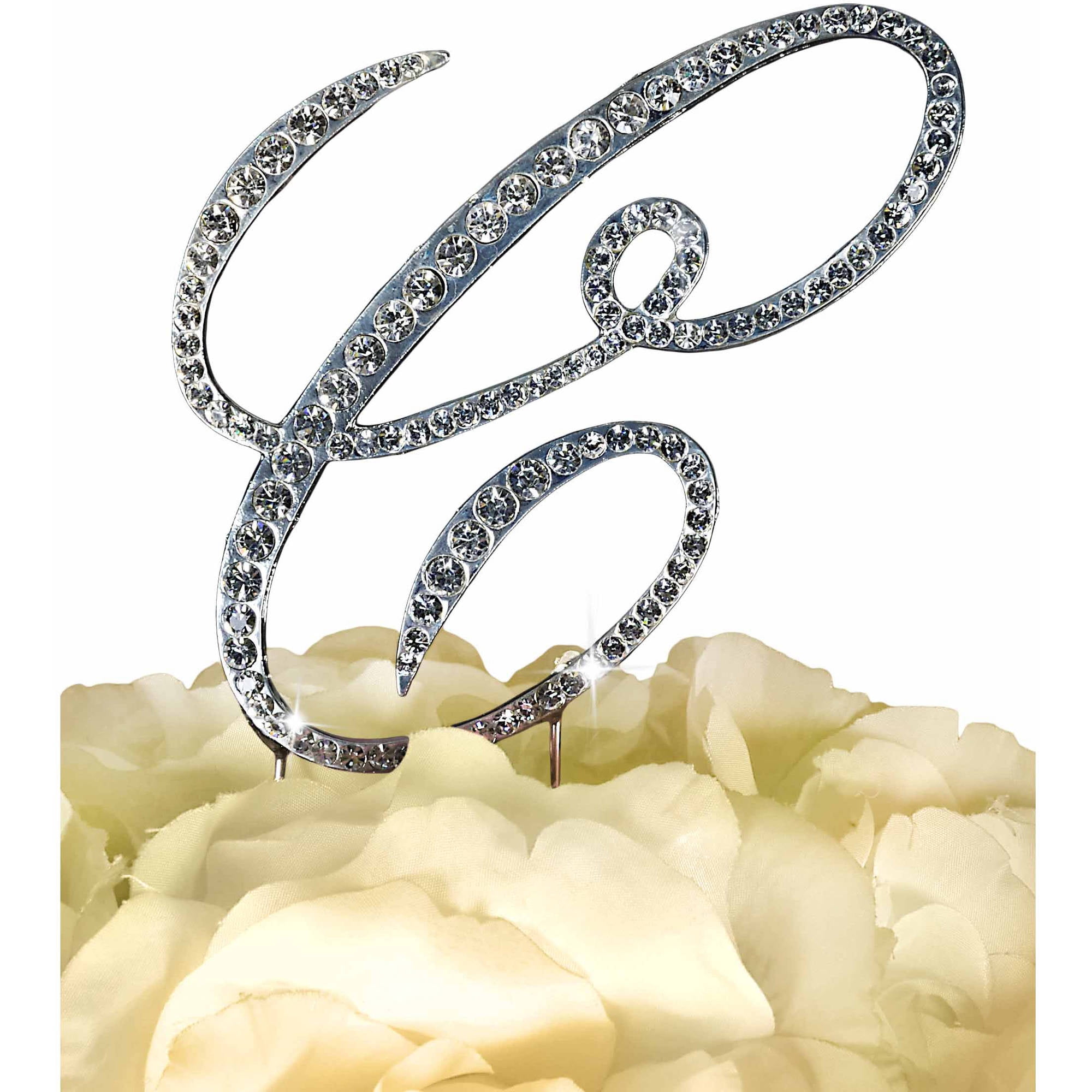 Unik Occasions Victorian Rhinestone Wedding Cake Topper, Silver ...